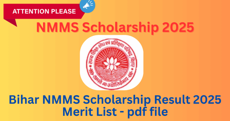 Bihar NMMS Result 2025 Out @scert.bihar.gov.in, Merit List, Cut Off, 8th Scholarship